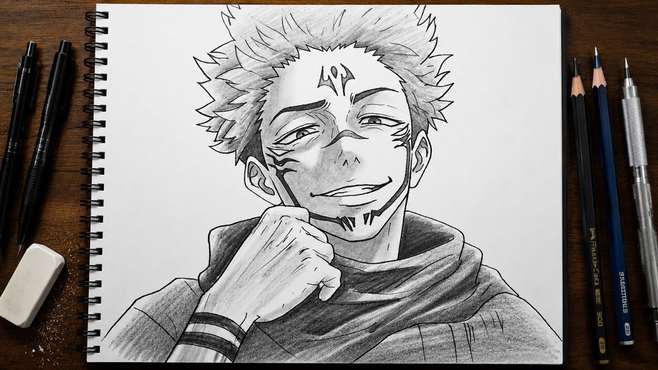 How to Draw Ryomen Sukuna Step by Step | Jujutsu Kaisen Anime Drawing