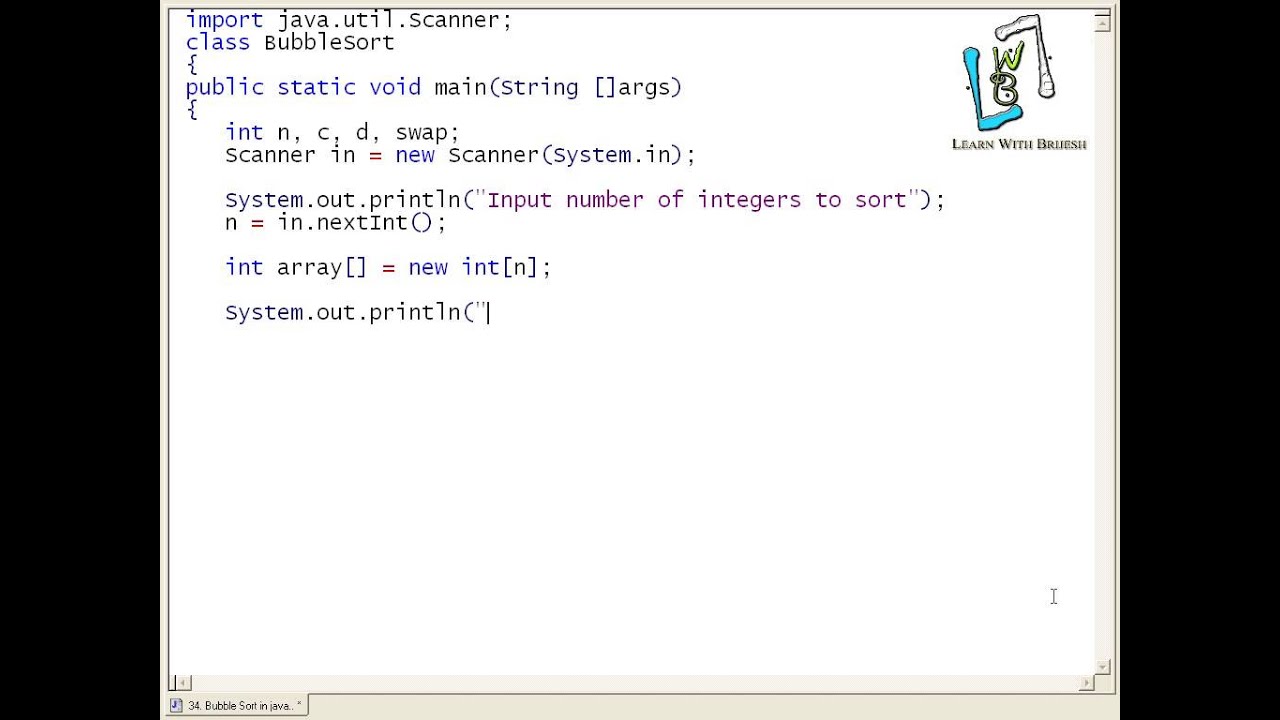 29  Java program to sort array by Bubble Sort