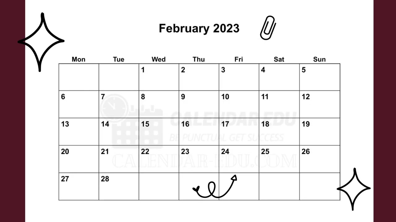 February 2023 Calendar Printable | Blank 2023 February Month Calendar| PDF, PPT, Word, Docx, Excel