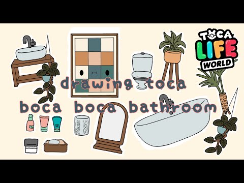 Toca Boca Bathroom design / Papercraft diy / How I draw on my Tablet / Time-lapse Drawing