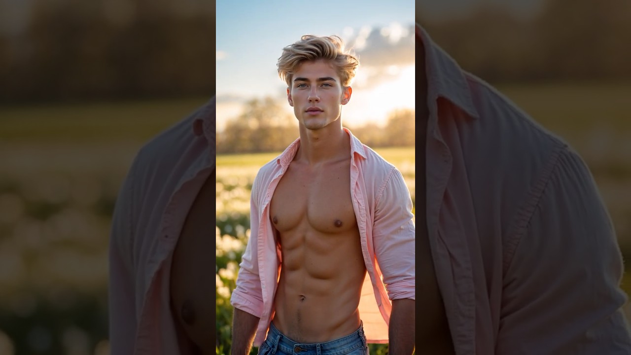 Handsome Man Walking Through Fields In Spring | AI Generated | #shorts #aiman #aimodel #aifashion