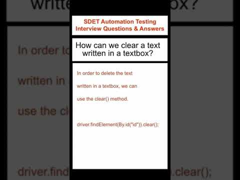 SELENIUM : Clear text from Textbox - SDET Automation Testing Interview Questions & Answers