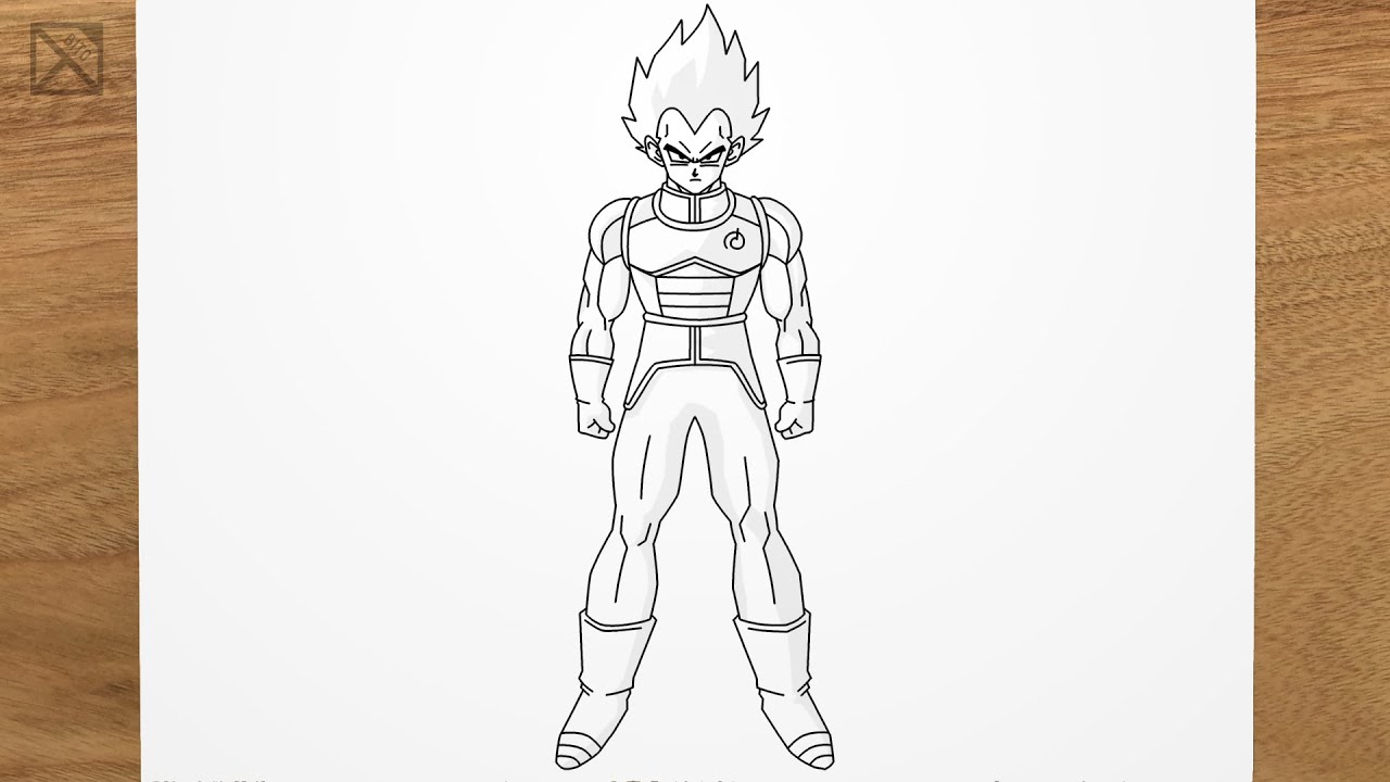 How to draw VEGETA full body (Dragon Ball Super) step by step, EASY