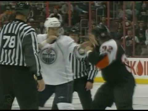 Steve MacIntyre vs. Riley Cote, November 02, 2008 - Edmonton Oilers vs ...