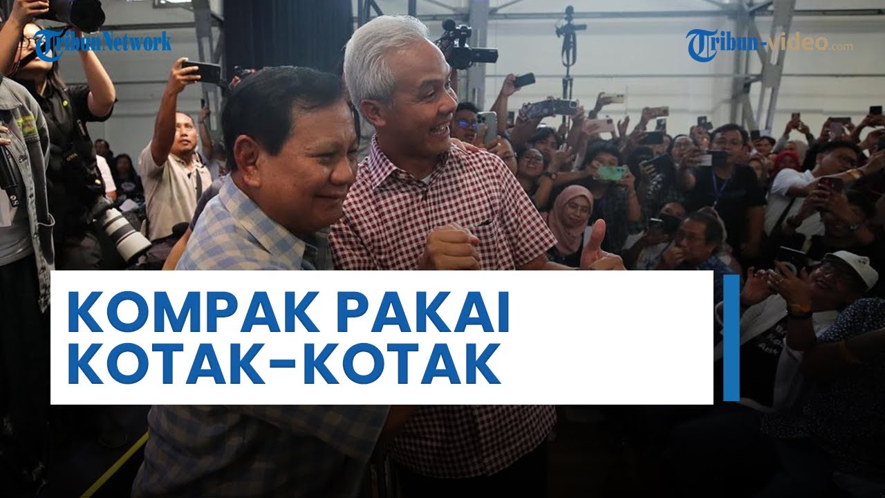 Prabowo dan Ganjar Kompak Pakai Baju Kotak-kotak, Sebut Wujud Keakraban Bacapres - Tribun Video