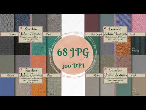 68 Seamless Fabric Textures, Seamless Fabric Patterns, Digital Papers, Printable Scrapbook - Set 7