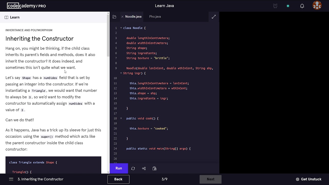 Learn Java - 8.0 Java Inheritance and Polymorphism | Codecademy Walkthrough