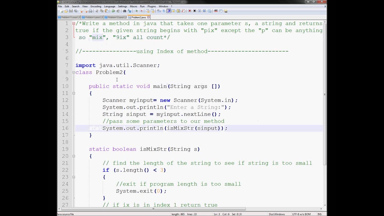 Problem 1 - Saturday Tutorial Using IndexOf Method- Java Tutorials