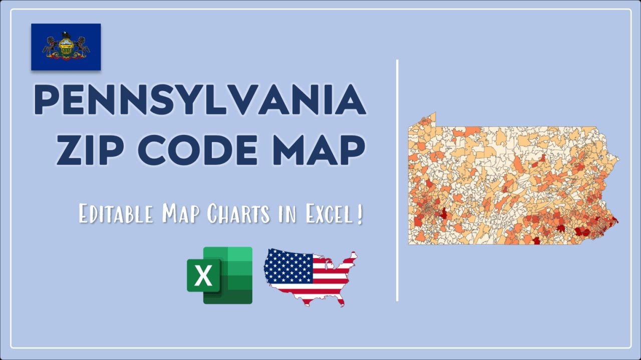 Pennsylvania Zip Code Map in Excel - Zip Codes List and Population Map