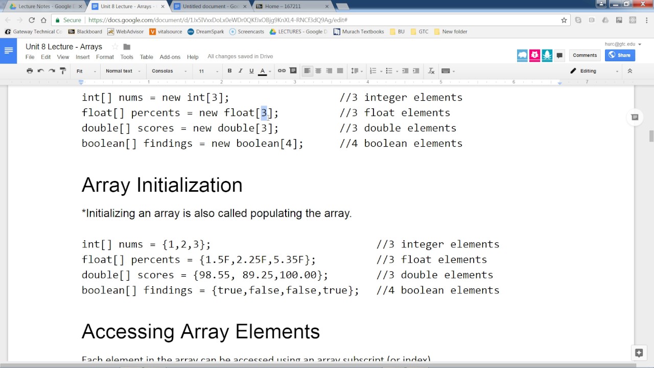 Java Programming 1 - Intro to Arrays, Declaration, Initialization, Iteration, Parallel Arrays