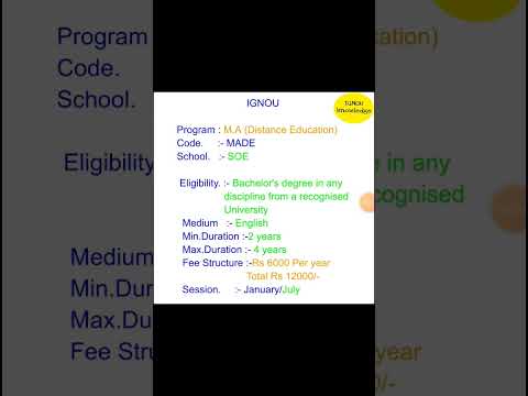 Ignou M.A Distance Education (MADE) Admission structure 2022-23#ignouknowledge