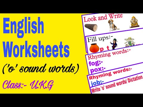 English Worksheet o sound words | Sound of o | Exercises of o sound | class UKG | Assignment| Eng|
