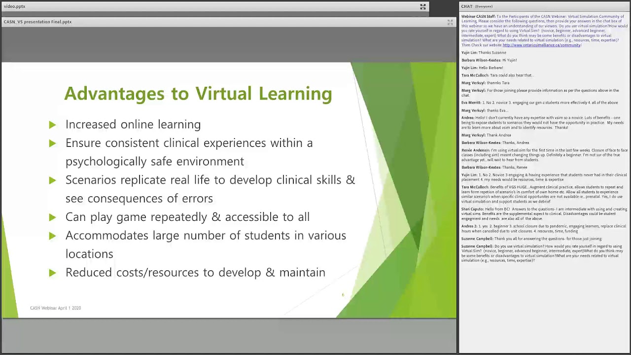Virtual Simulation Community of Learning