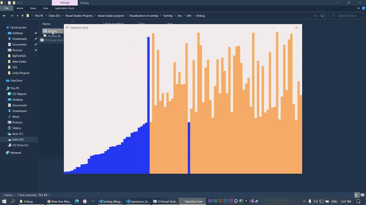 Sorting visualizer using C++ and SDL 2.0