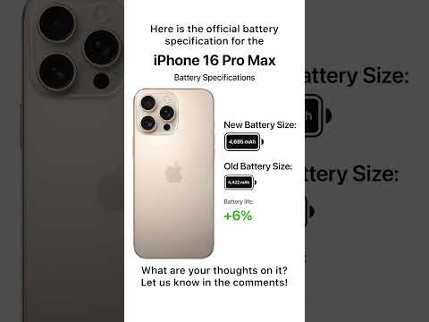 iPhone 16 Pro Max Battery Specs