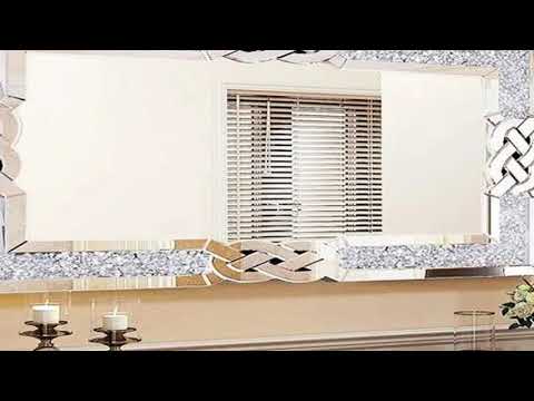 90/100/120CM Large Crystal Crush Diamond Mirror Vanity Silver Decorative Wall Hang Mirror for Bedroo