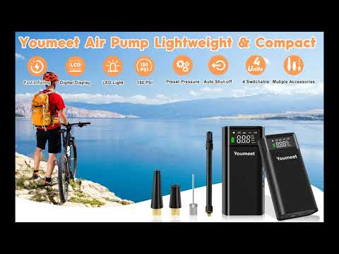 Youmeet Tire Inflator Portable Air Compressor,Cordless Tire Pump with Digital Pressure Gauge