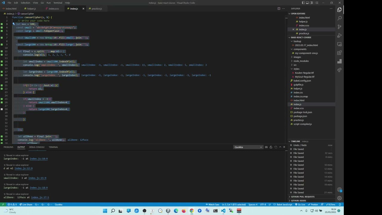 HackerRank, Caesar Cipher, JavaScript