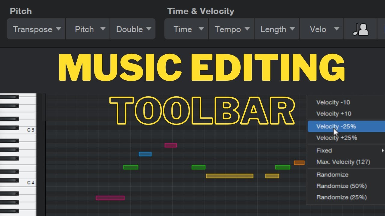 How to Edit MIDI with the Music Editing Toolbar in Studio One & Fender Studio Pro