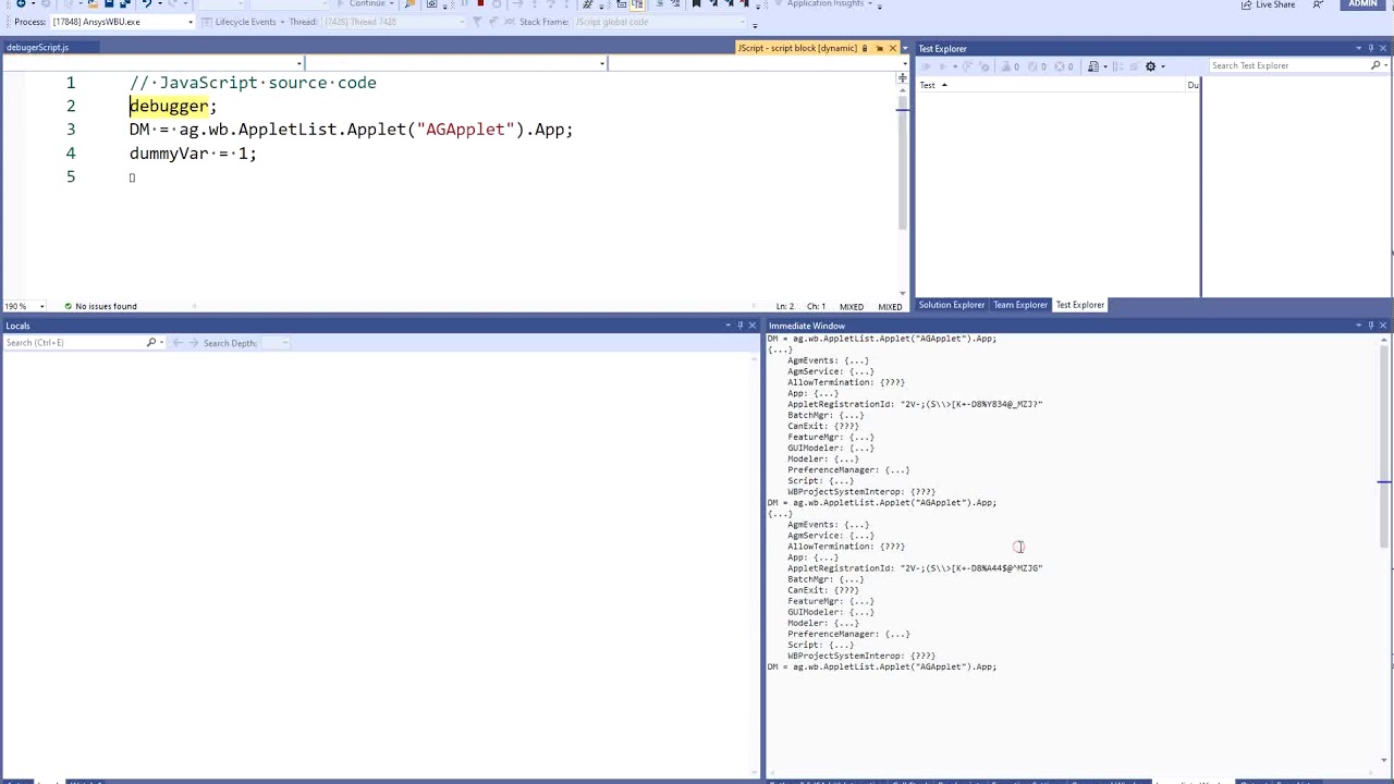 Debugging - ANSYS Design Modeler - Jscript
