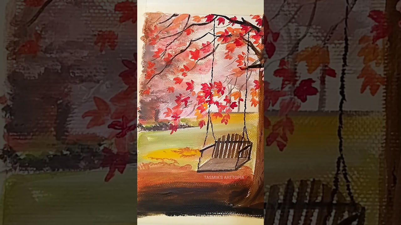 maple tree painting🍁#mapleleafs #mapleleafpainting #fallpainting  #autumnleaves #autumnpainting