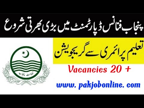 Finance Department Punjab Jobs 2022 - Apply Now