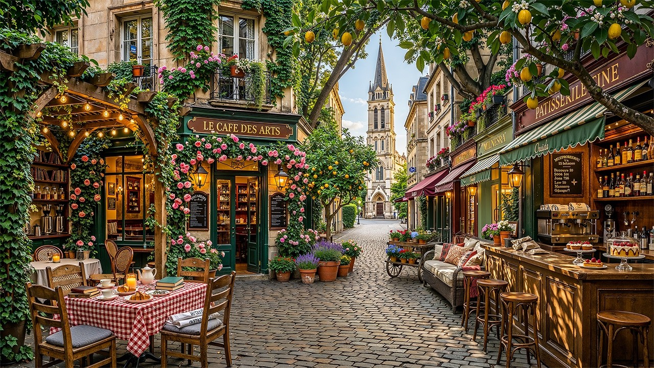 Paris Summer Café Ambience 🌿 Cozy Coffee Shop Vibes with Warm Jazz Music for Work, Study