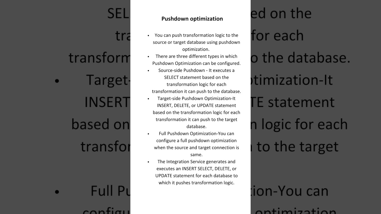 Pushdown Optimization in informatica cloud 2025#informaticaiics #etl #easy #interviewpreparation