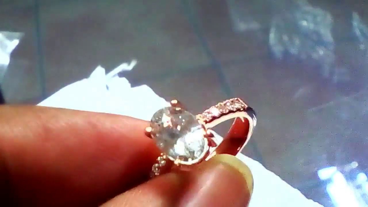 Rose gold white sapphire engagement ring Hand made by Sumuduni Gems