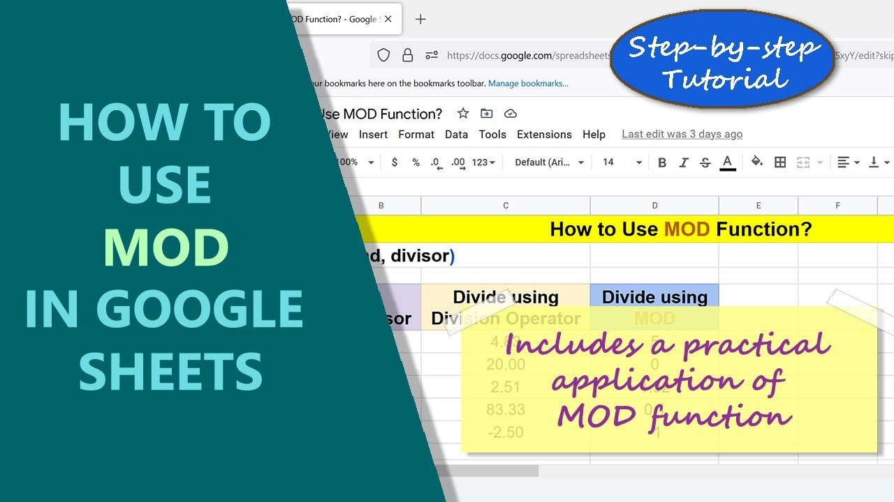 Google Sheets | MOD | Function | Example | Practical Application | Spreadsheet Tutorial | Remainder