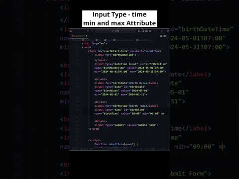 HTML Input Type Time with Min and Max Attributes - Full Tutorial! #htmlform #codewithmayur