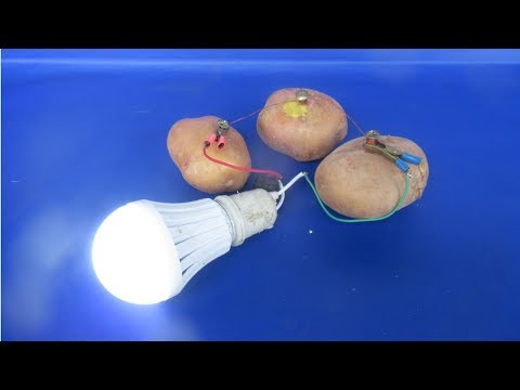 Free energy Potato generator with light bulbs Experiment at home 2018