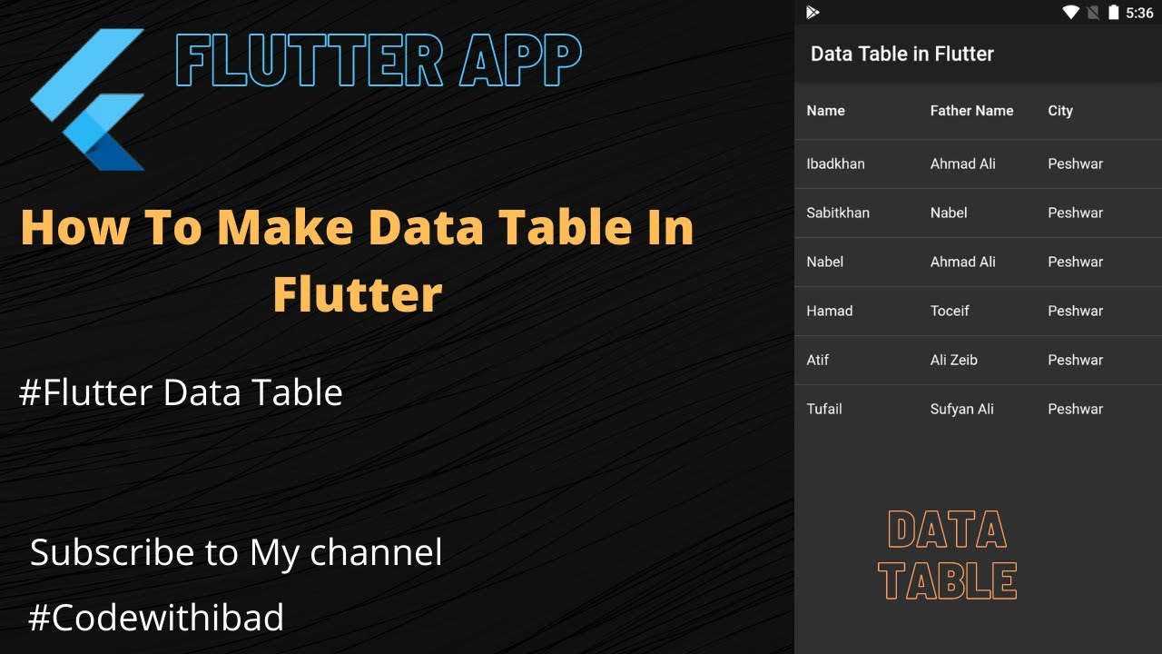 Data Table in flutter || flutter data table