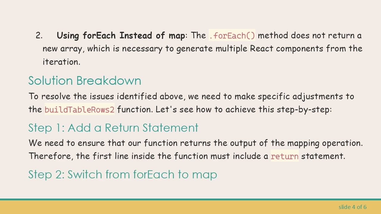 Building a Dynamic Table in React: Return Multiple Components from a Function