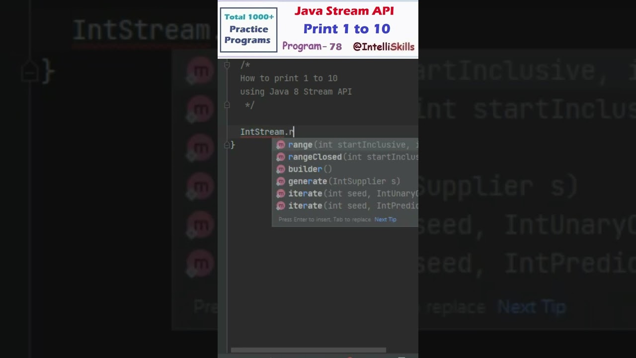 Java Stream API | Print 1 to 10 | Java 8 Features #Shorts #java #coding #programming