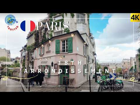 Paris 18th Arrondissement Walk 🇫🇷 Statue of Saint-Denis➜ Montmartre Vineyard ➜ Jules Joffrin 4K