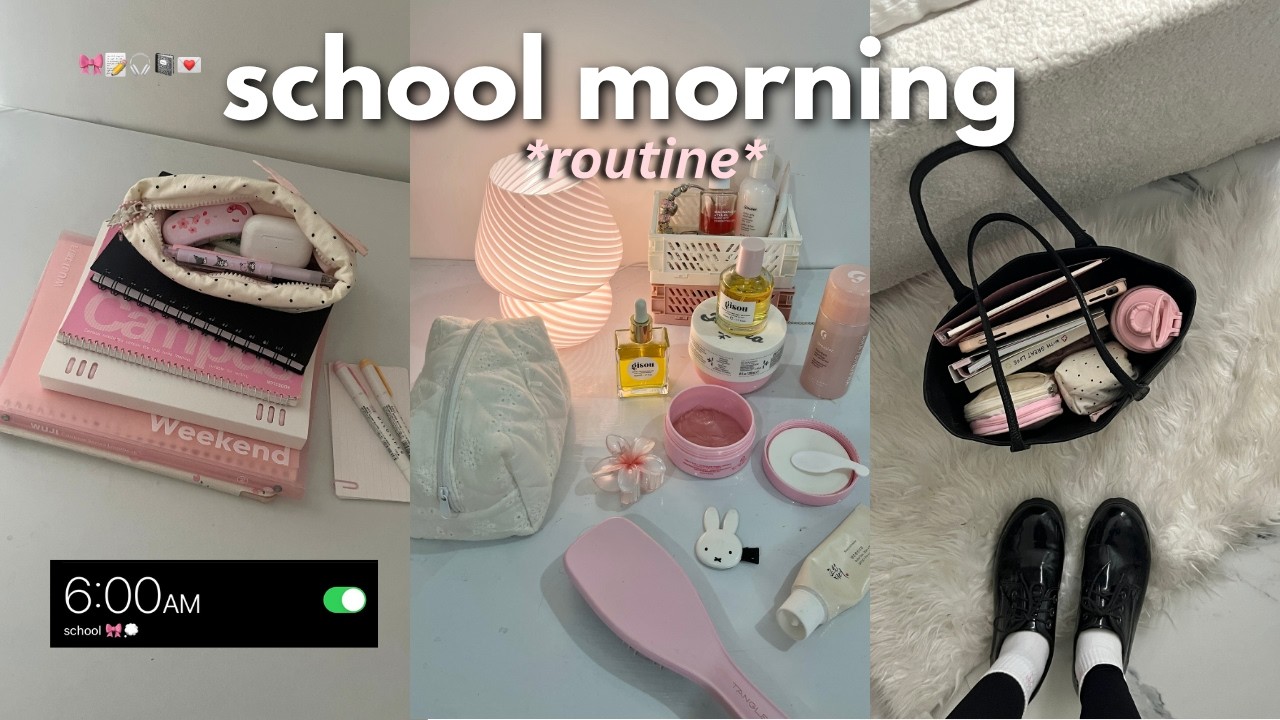 grwm: 6am SCHOOL MORNING ROUTINE 📓🎀📝*realistic*