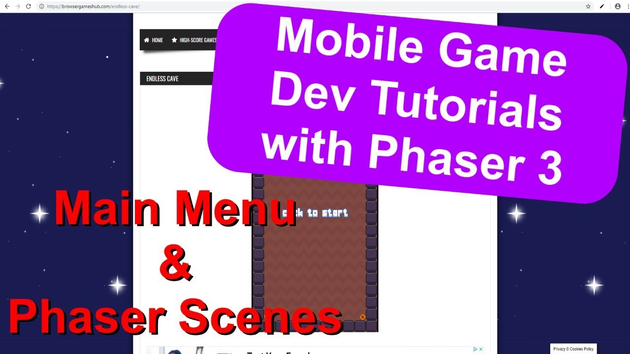 'Endless Cave' Ep. 05: Main Menu & Phaser Scenes | Phaser 3 Game Dev Tutorial