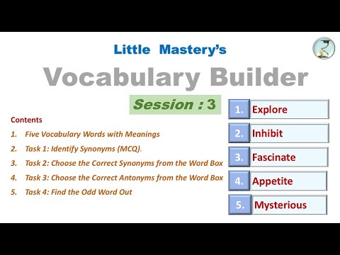 Vocabulary Builder - Session: 3 || Synonyms, Antonyms #LittleMastery
