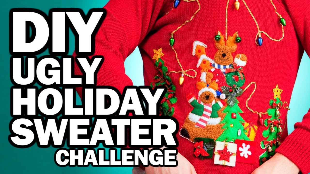 DIY Ugly Holiday Sweater Challenge - Man Vs Corinne Vs Pin