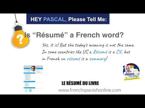 Hey Pascal, is resume a French word?