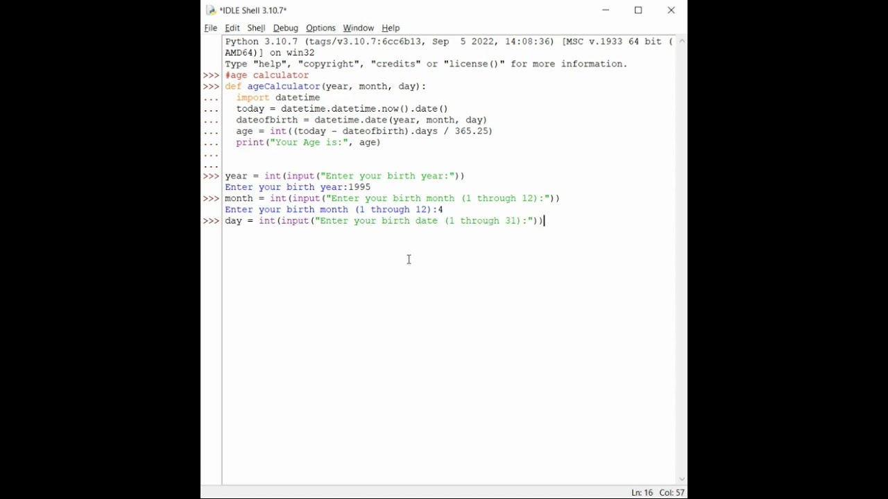 Age Calculator in Python