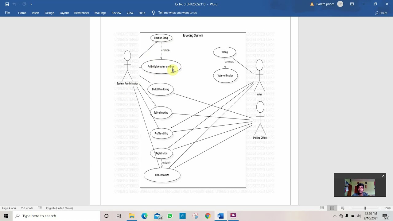 Use Case diagram for online voting system