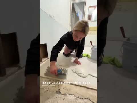 Prepping Terrazzo for tile: Full video up on my channel #shorts #tutorial #diy #tile #renovation