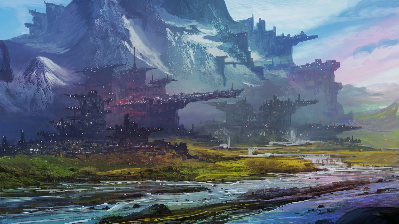 Fantasy Landscape with MASSIVE Sci-Fi City (Digital Painting)