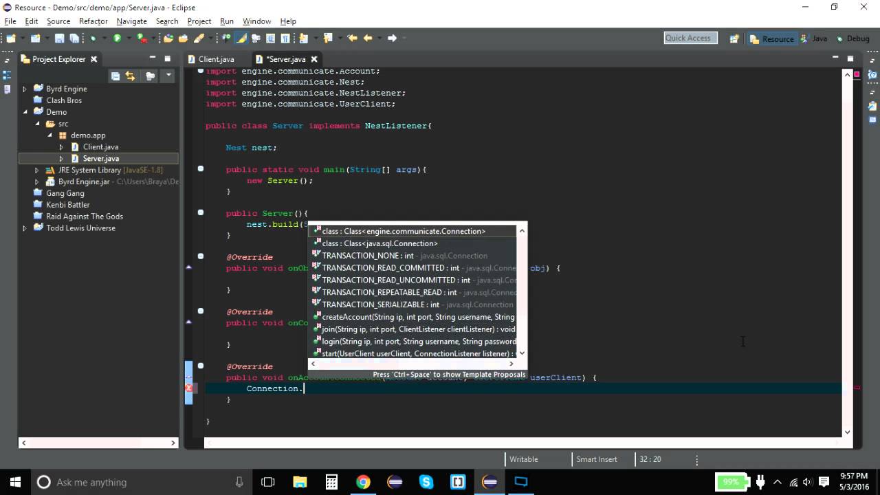 How to create a Java Server for Beginners using ByrdEngine