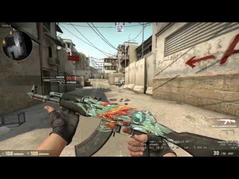 CSGO AK 47 Aquamarine Revenge (Battle Scarred Wear 0.49 hippocamp sticker)