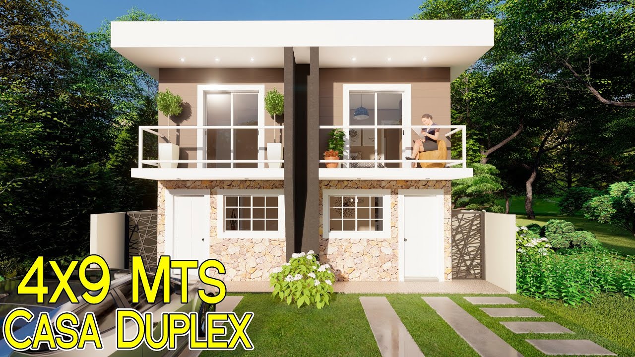 Casa DUPLEX de 4x9 metros con 2 dormitorios | Planos de casas angostas