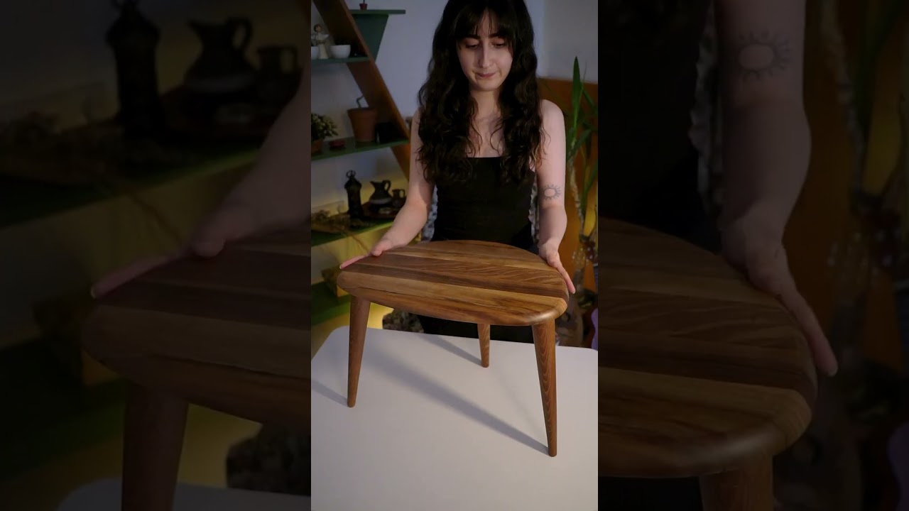 Ercol Style Solid Walnut Wood Set of Three Nesting Tables #shorts