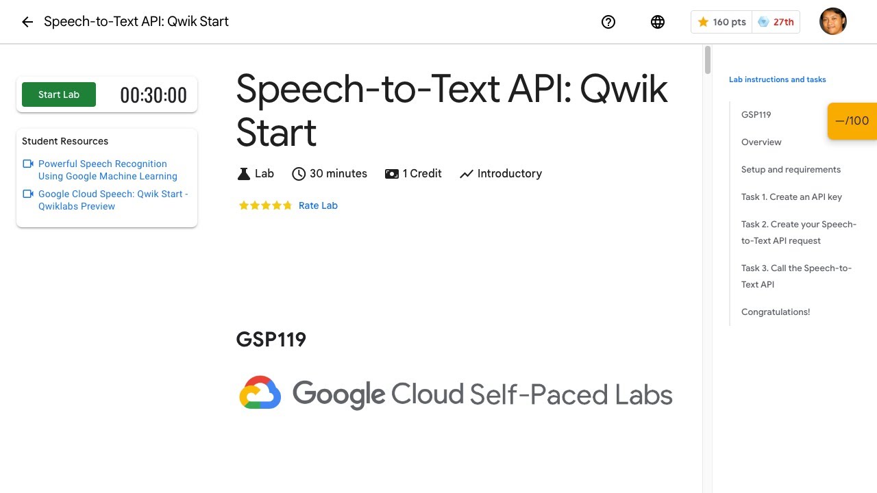 [2024] Speech-to-Text API: Qwik Start GSP119